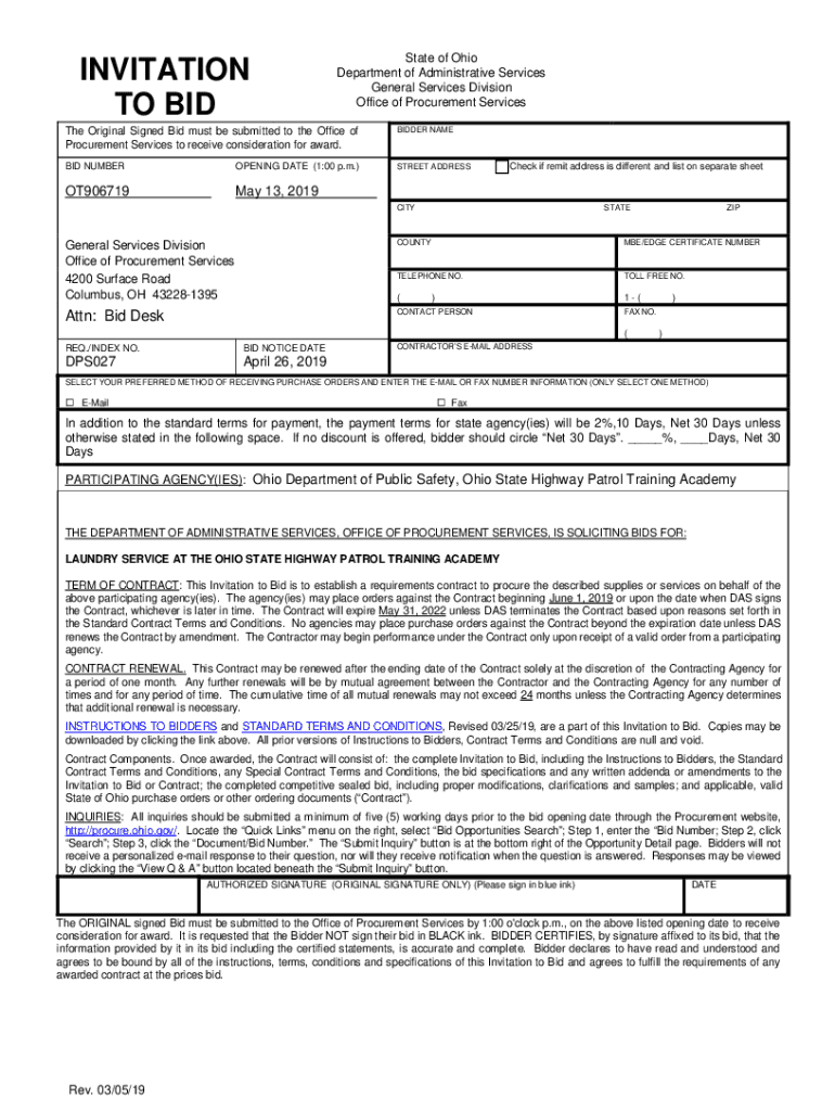 Fillable Online procure ohio PARTICIPATING AGENCY(IES): Ohio Department ...