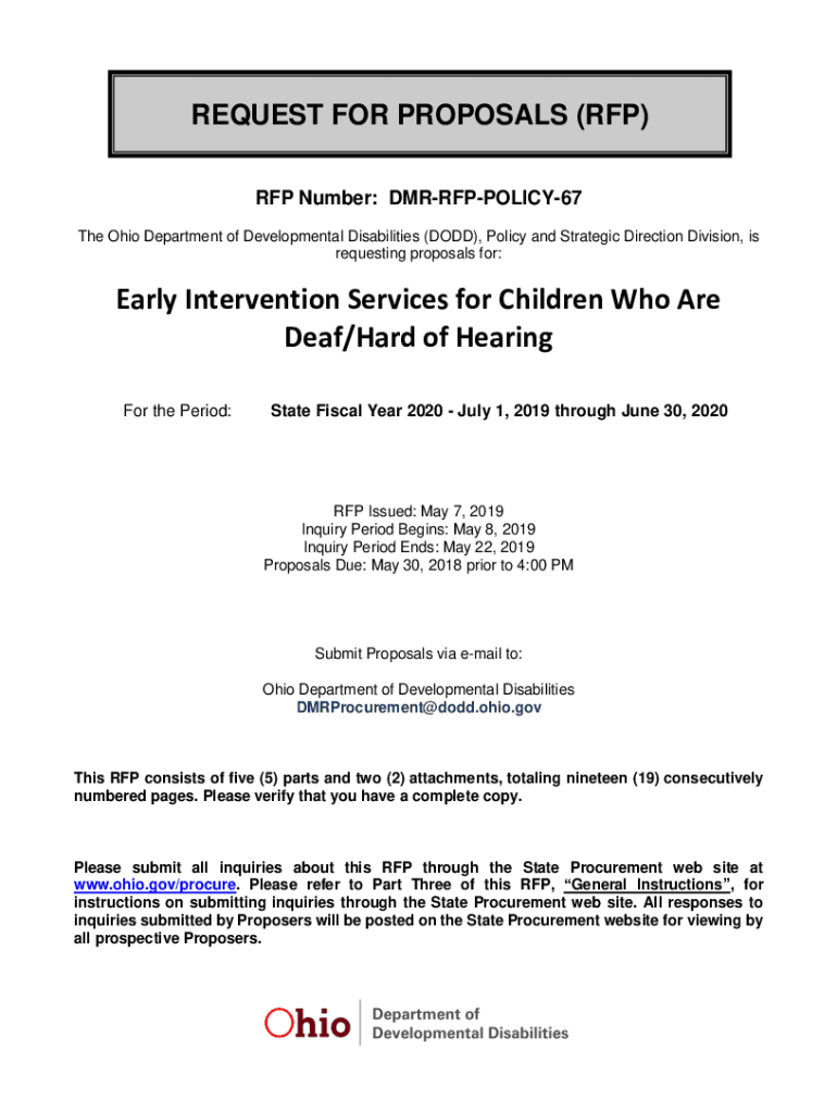 Fillable Online procure ohio Early Intervention Services for Children Who Are Deaf/Hard of ...