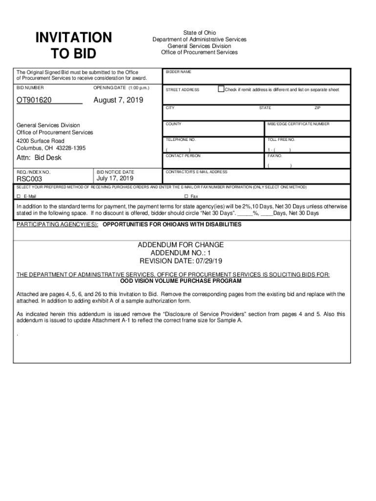 Fillable Online procure ohio PARTICIPATING AGENCY(IES): OPPORTUNITIES ...