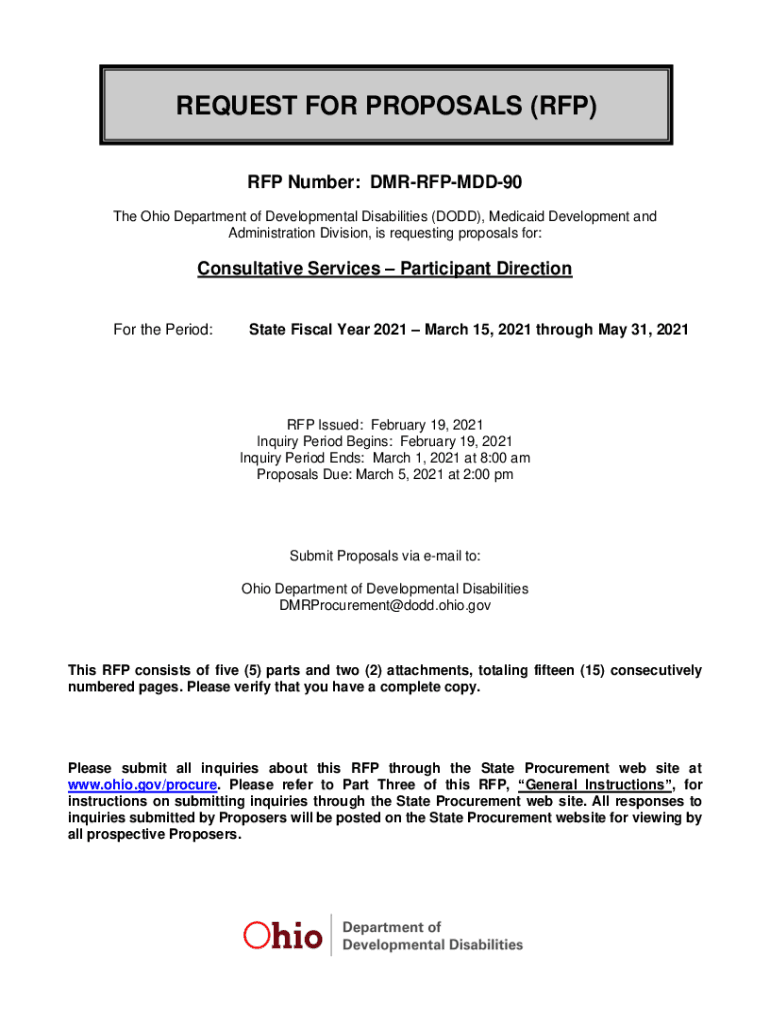 Fillable Online procure ohio RFP Number: DMR-RFP-MDD-90 Fax Email Print - pdfFiller