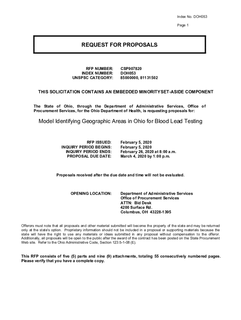Fillable Online procure ohio REQUEST FOR PROPOSALS RFP NUMBER: CSP908020 INDEX NUMBER: EPA013 ...