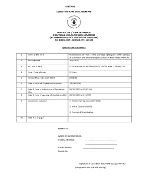 Fillable Online Item Rate BoQ - Central Coalfields Fax Email Print - pdfFiller