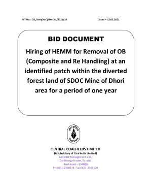 Fillable Online Hiring of HEMM for Removal of OB (Composite and Re ...