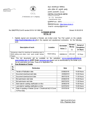 Fillable Online E-TENDER NOTICE NIT No Fax Email Print - pdfFiller