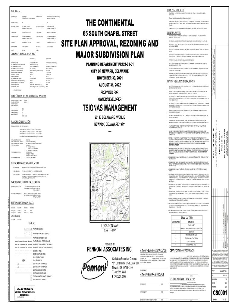 Fillable Online SITE DATA THE CONTINENTAL SITE PLAN APPROVAL, REZONING ...