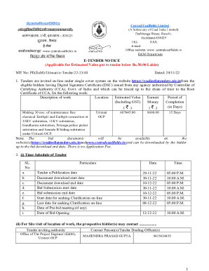 Fillable Online E-TENDER NOTICE (Applicable for Estimated Value put to ...