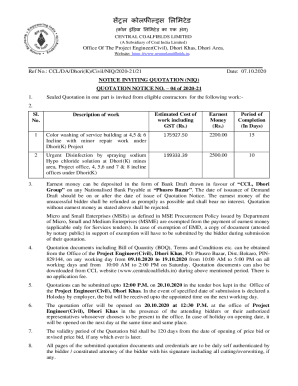 Fillable Online SAMPLE BOQ FOR PERCENTAGE RATE QUOTATION BIIL OF ...