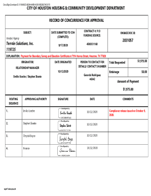 Fillable Online RECORD OF CONCURRENCE FOR APPROVAL Fax Email Print ...