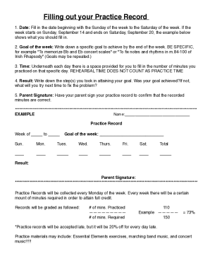 Fillable Online Practice Recording Sheet Fax Email Print - pdfFiller