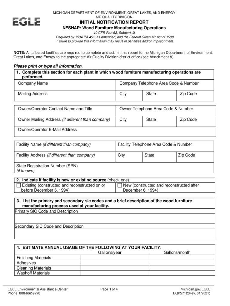 Fillable Online Initial Notification Report: NESHAP - Wood Furniture ...