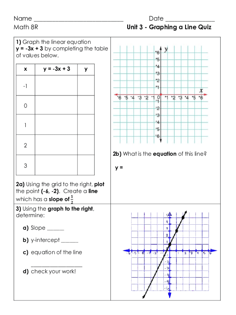 Fillable Online Unit 3: Linear Graphing and Systems - Ranch View Middle ...