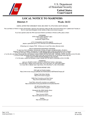 Fillable Online Local Notice to Mariners Home - United States Coast ...