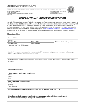 Fillable Online caes ucdavis GE Visitor Request Form - Pandemic2 Fax Email Print - pdfFiller