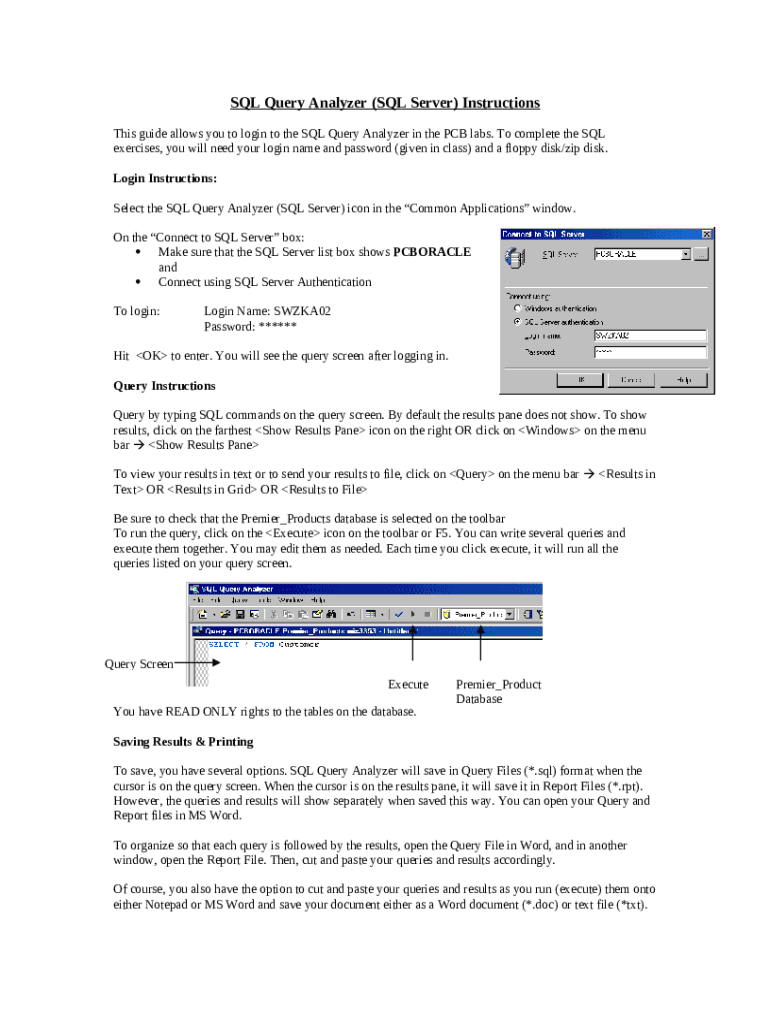 Tools of the Trade: SQL Server Profiler and Query Analyzer Doc Template | pdfFiller