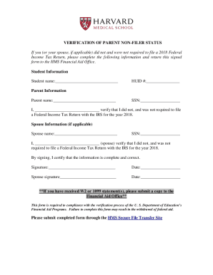 Fillable Online VERIFICATION OF PARENT NON-FILER STATUS - meded.hms ...