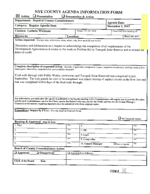 Fillable Online NYE COUNTY AGENDA INFORMATION FORM !TEM# Fax Email ...
