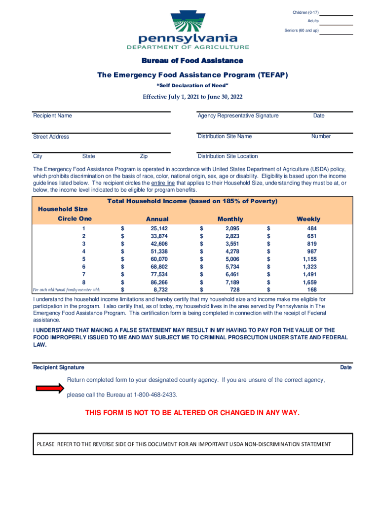 Fillable Online ncoa.orgarticlethe-emergency-food-assistanceWhat Is the ...