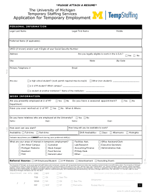 Fillable Online hr umich hr.umich.edutemporary-staffing-application ...