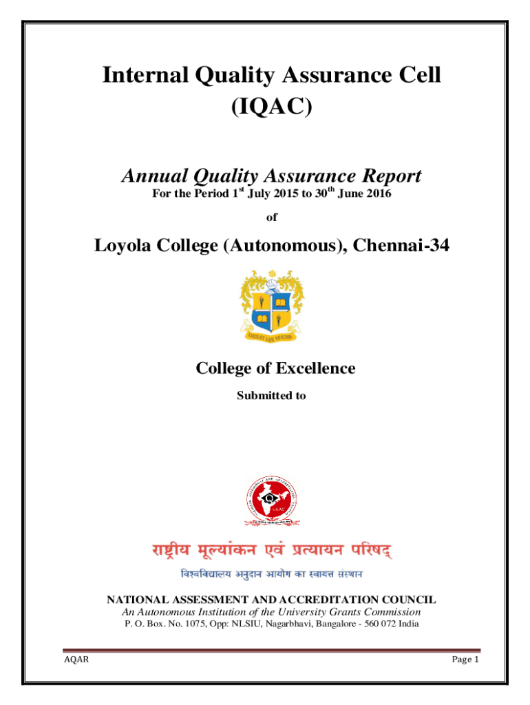 Fillable Online Internal Quality Assurance Cell - IQACInternal Quality ...