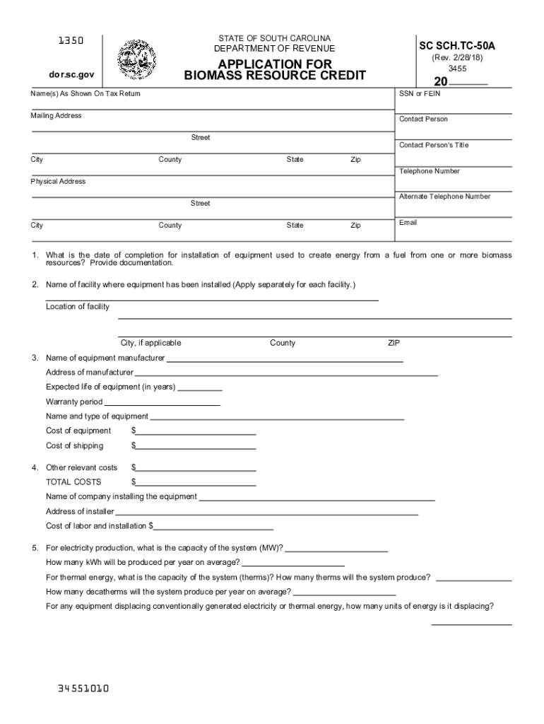 Fillable Online 20 APPLICATION FOR BIOMASS RESOURCE CREDIT Fax Email ...