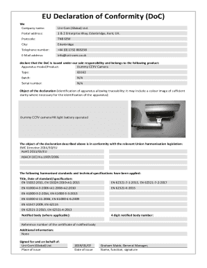 Fillable Online EU Declaration of Conformity (DoC) - Cloudinary Fax Email Print - pdfFiller