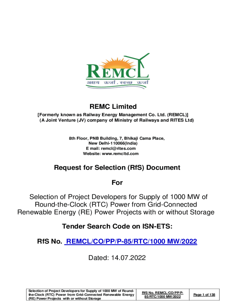 Fillable Online REMC LimitedOverviewRailway Energy Management Company - railsaver.gov.inRailway ...
