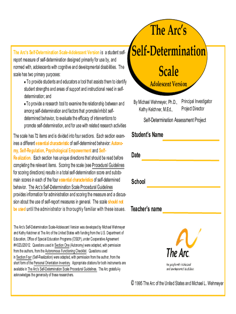 Self Determination Scale Printable - Fill Online, Printable, Fillable ...