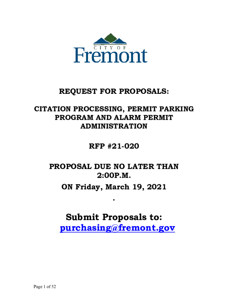Fillable Online REQUEST FOR PROPOSALS FOR PARKING AND ADMINISTRATIVE ...