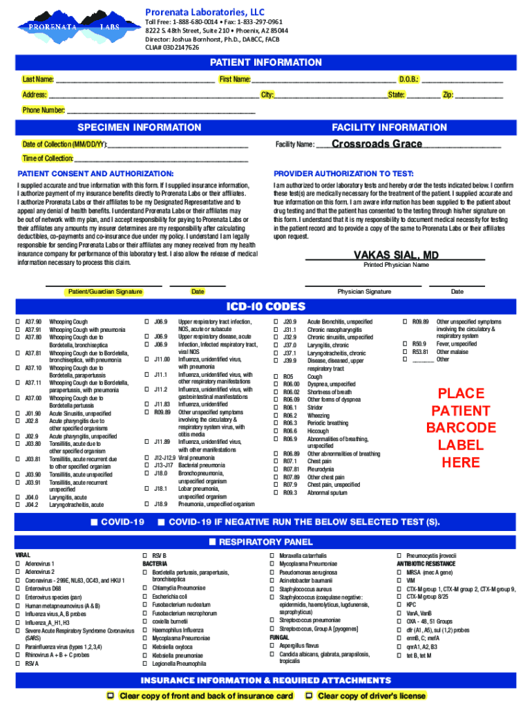 Fillable Online prorenatalabs.comProrenata Labs - Prorenata Labs ...