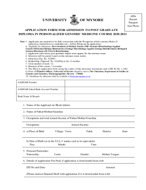 Fillable Online application form for admission to post graduate Fax ...