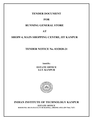 Fillable Online TENDER DOCUMENT FOR STATIONERY AND GENERAL STORE SHOP ...