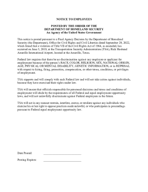 Fillable Online notice to employees - TSA Fax Email Print - pdfFiller