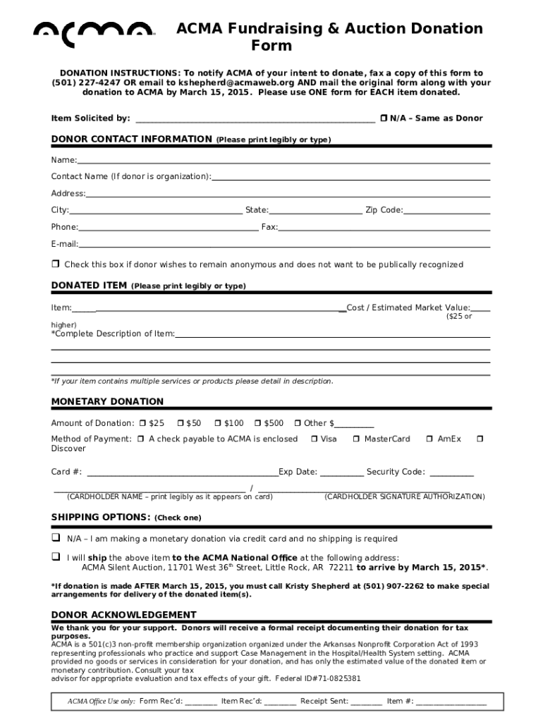 ACMA Fundraising & Auction Donation - multibriefs.com Doc Template ...