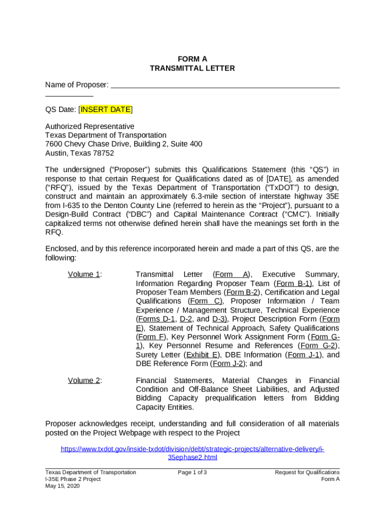 A TRANSMITTAL LETTER - Texas Department of Transportation - ftp dot ...