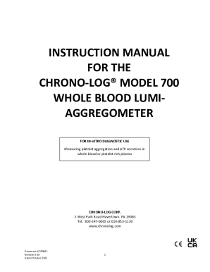 Fillable Online CHRONO-LOG Model 700Avant MedicalCHRONO-LOG - Model 700 AggregometerCHRONO-LOG ...