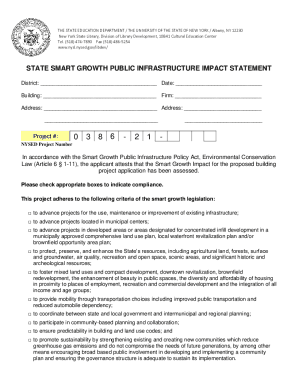 Fillable Online State Smart Growth Public Infrastructure Impact ...