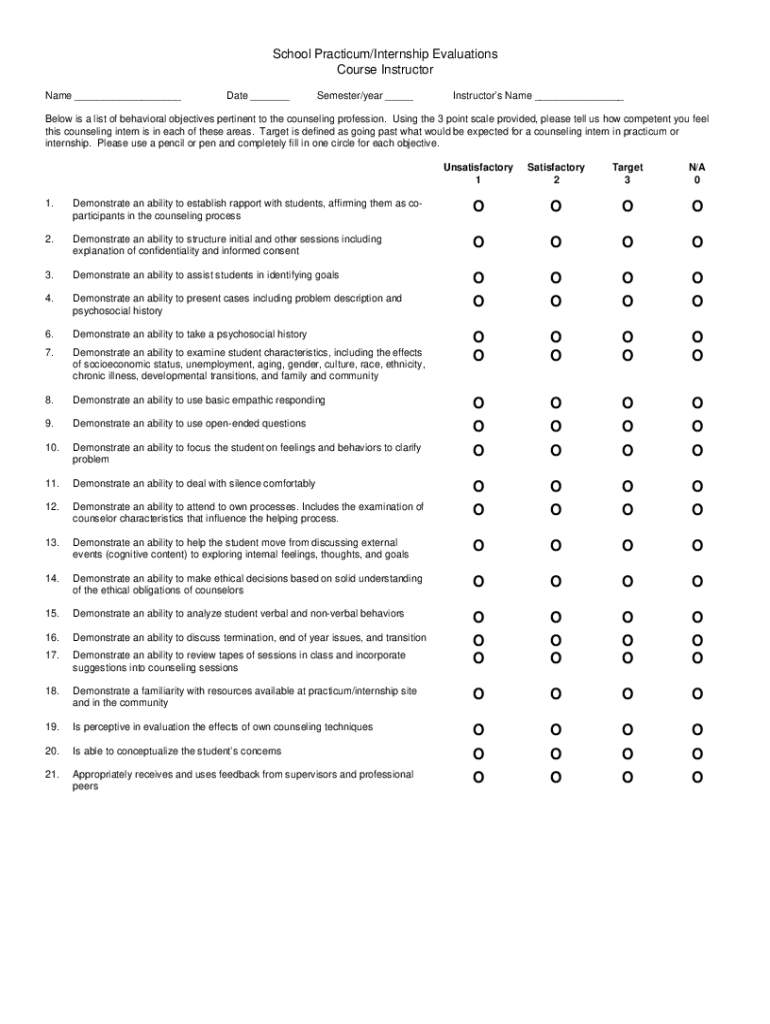 Fillable Online School Practicum/Internship Evaluations Fax Email Print ...