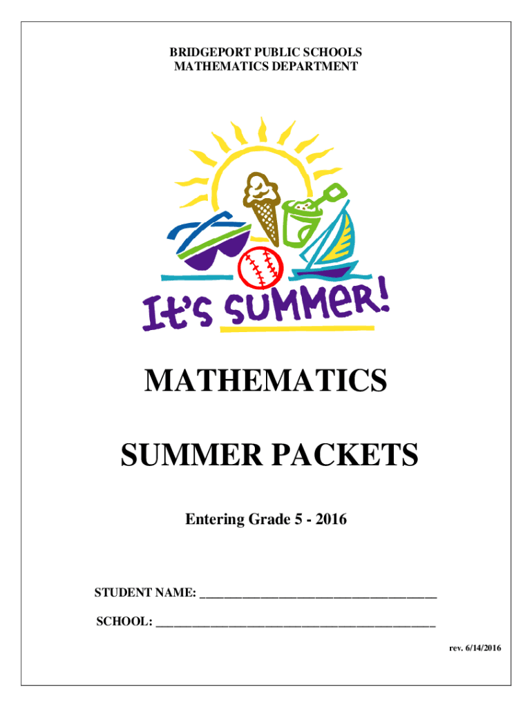 Fillable Online GRADE 6 SUMMER BOOKLET Fax Email Print - pdfFiller