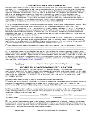 Fillable Online Owner Builder Info and Declarations rev. 04.01.22 Fax ...