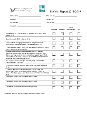 Fillable Online inside.ewu.edu0800Site-Visit-Form-2018-19Site Visit ...