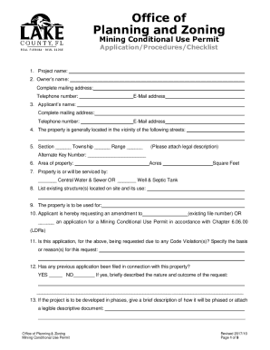 Fillable Online Mining Conditional Use Permit Application/Procedures ...