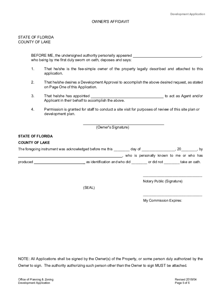 Fillable Online Development Application Affidavit. Affidavit Form Fax Email Print - pdfFiller