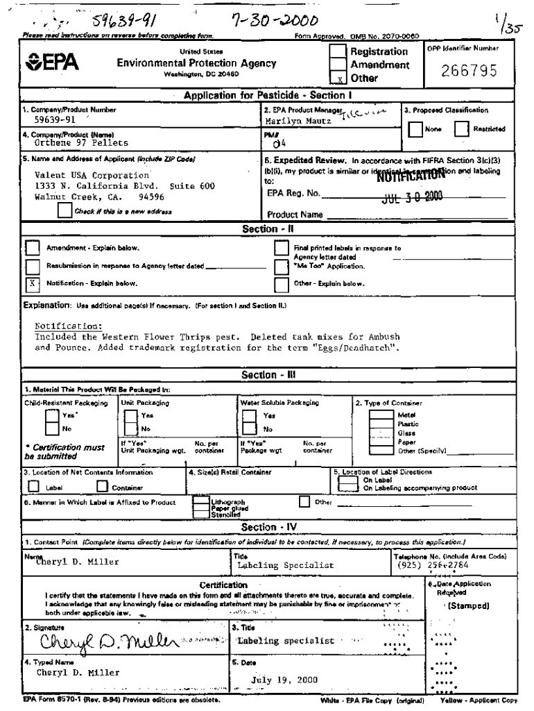 Fillable Online U.S. EPA, Pesticide Product Label, , 07/30/2000 ...
