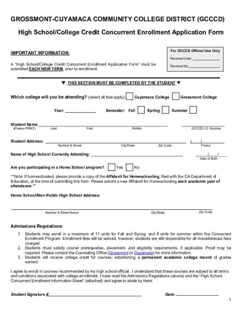 Fillable Online Dual or Concurrent Enrollment - Helix Charter High School Fax Email Print ...