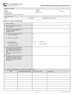 Fillable Online Insurance Proposal Form - Format, Importance ...