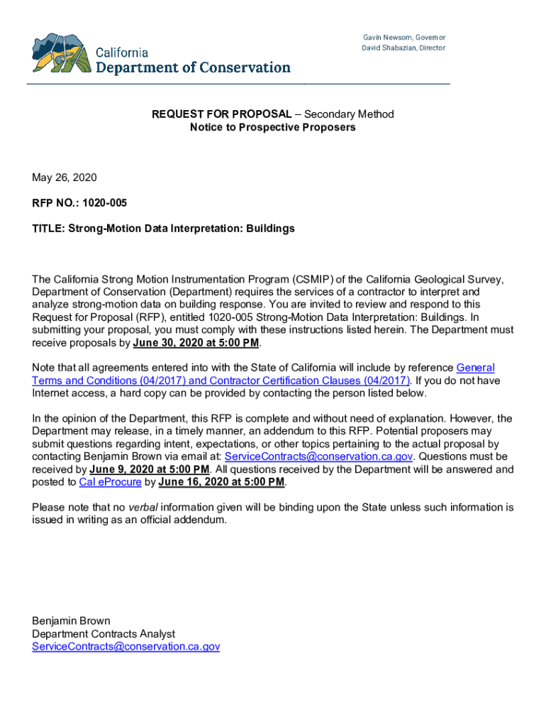 Fillable Online REQUEST FOR PROPOSAL Notice to Prospective Proposers ...