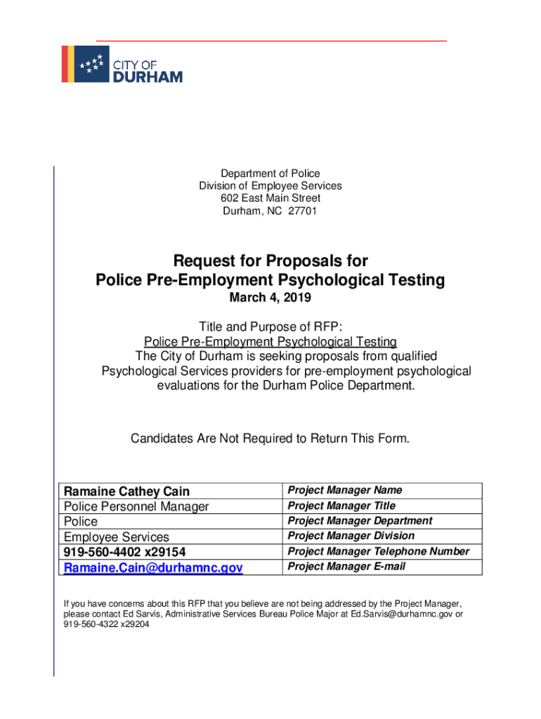 Fillable Online Request for Proposals for Police Pre-Employment ...