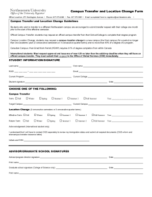 Fillable Online Campus Transfer and Location Change Form Fax Email ...