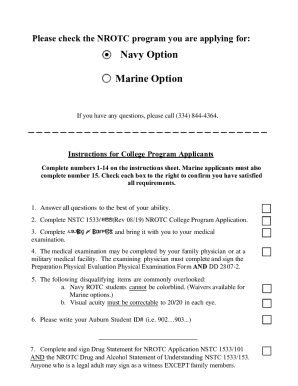 Fillable Online Naval Reserve Officers Training Corps - Program ...