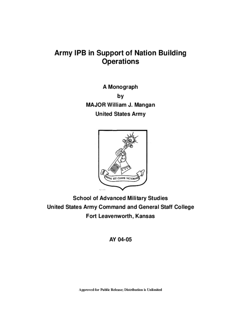 Fillable Online Army IPB in Support of Nation Building Operations ...